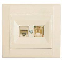 Купить Розетка Makel Defne RJ45+RJ11, крем